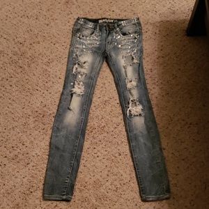 Machine Pants | Distressed Ripped Jeans Rhinestone Pocket | Poshmark